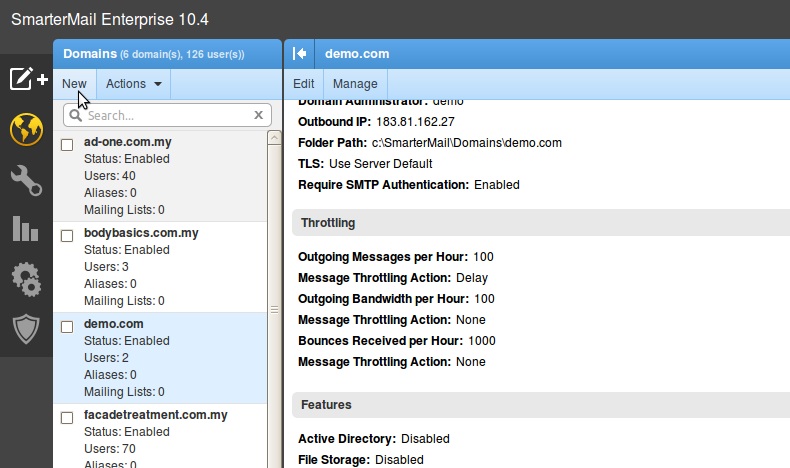 How to create a new domain in SmarterMail - IPSERVERONE