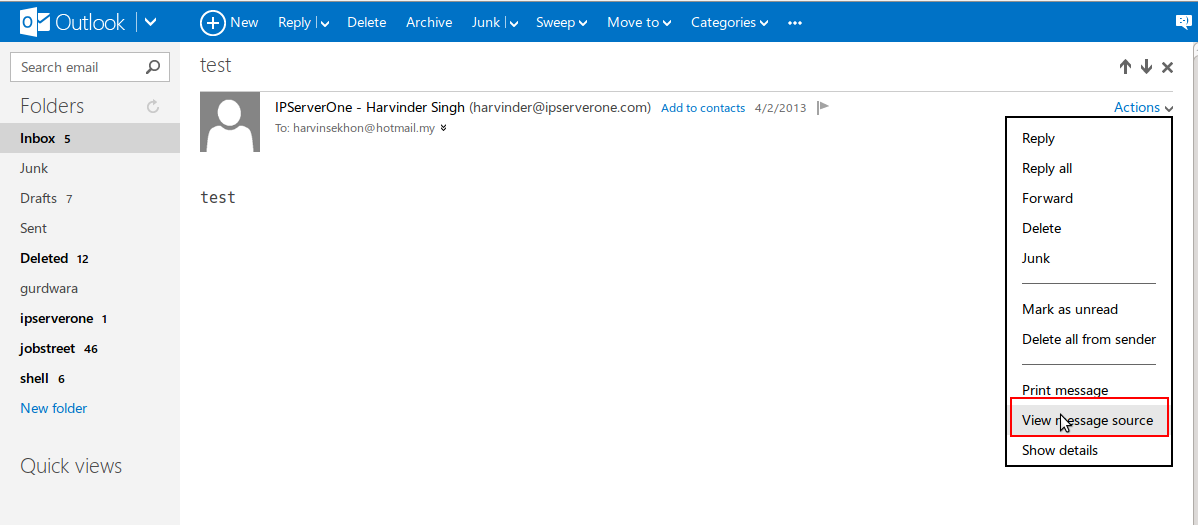 How to view Email Header in the Webmail and Web Clients - IPSERVERONE