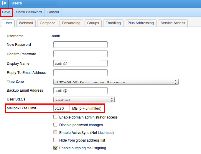 How to Assign Mailbox Size Limit in SmarterMail - IPSERVERONE