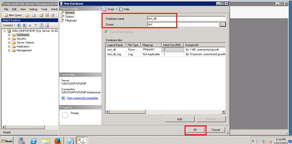 How to create a new database with user login in MSSQL Server Management ...