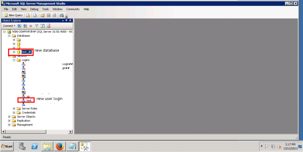 How to create a new database with user login in MSSQL Server Management ...