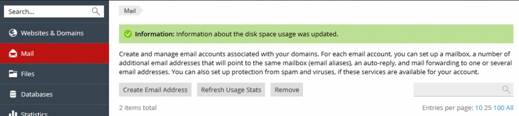 Plesk Onyx: How to check mailbox size remaining (user-level) in Plesk? - IPSERVERONE