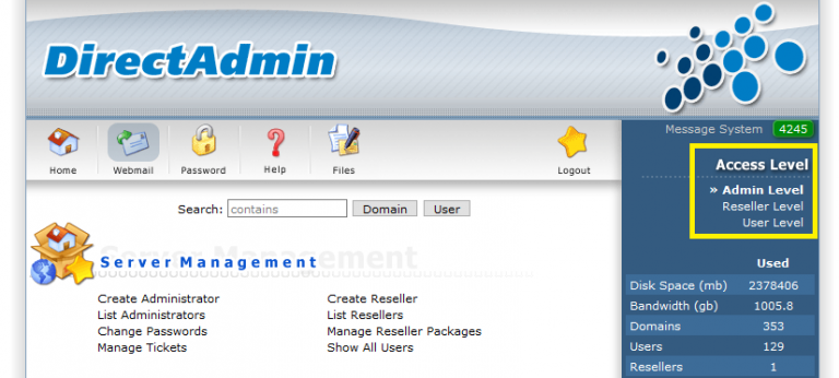 DirectAdmin User Access Levels Explained - IPSERVERONE