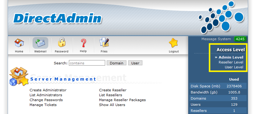 Directadmin User Access Levels Explained Ipserverone
