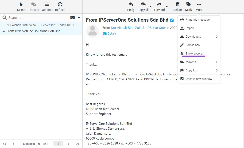 How to view Email Header in the Webmail and Web Clients - IPSERVERONE