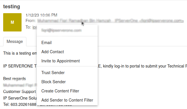 Add Contact in Smartermail - IPSERVERONE