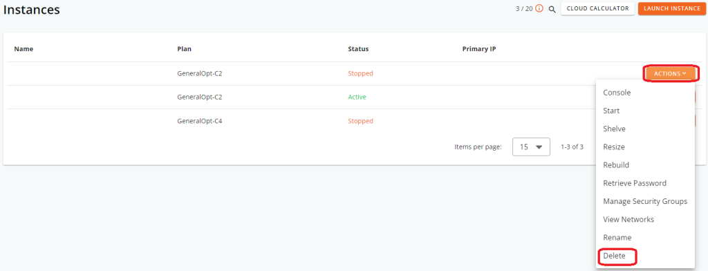 How to Delete an Instance via Customer Portal - IPSERVERONE