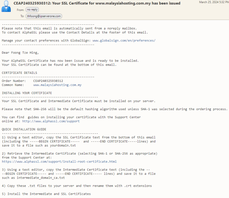 GlobalSign Domain Verification Method - HTTP Verification - IPSERVERONE