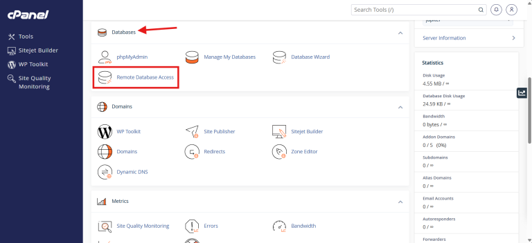 How to enable remote access to MySQL database in cPanel - IPSERVERONE