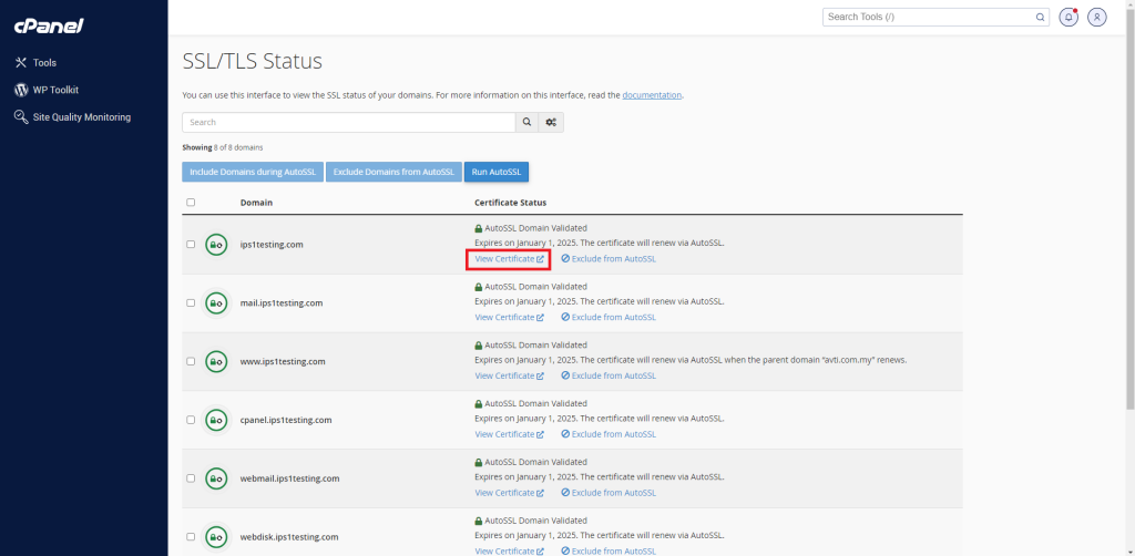 How to export SSL certificate in cPanel - IPSERVERONE