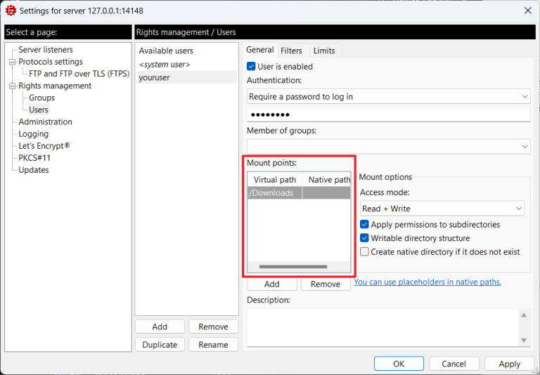 How to add a new user with folder access in FileZilla Server - IPSERVERONE