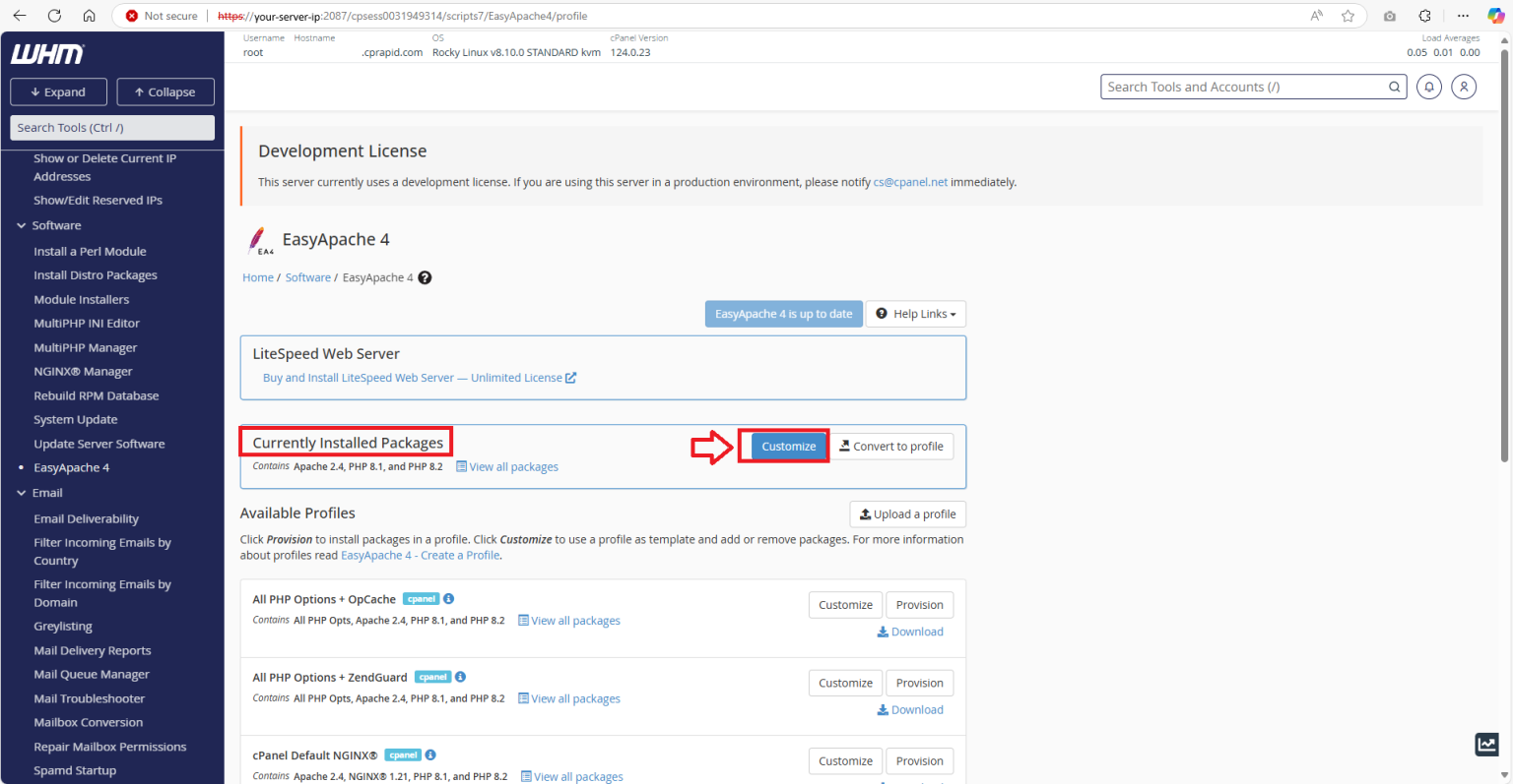 How to Install a New PHP Version in WHM (cPanel) - IPSERVERONE