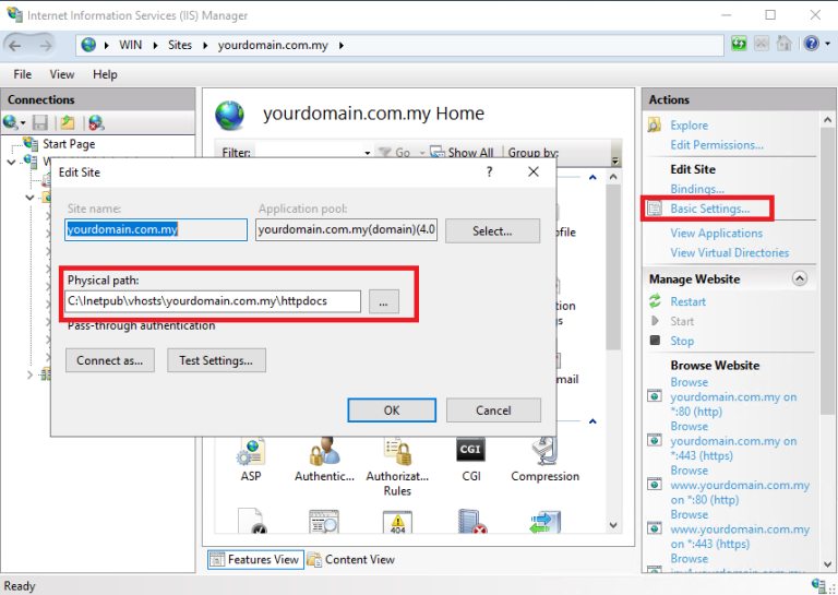 Managing an existing website in IIS - IPSERVERONE