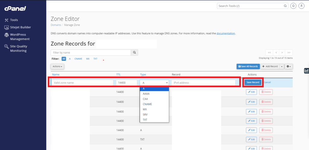 How to Configure DNS record in cPanel - IPSERVERONE