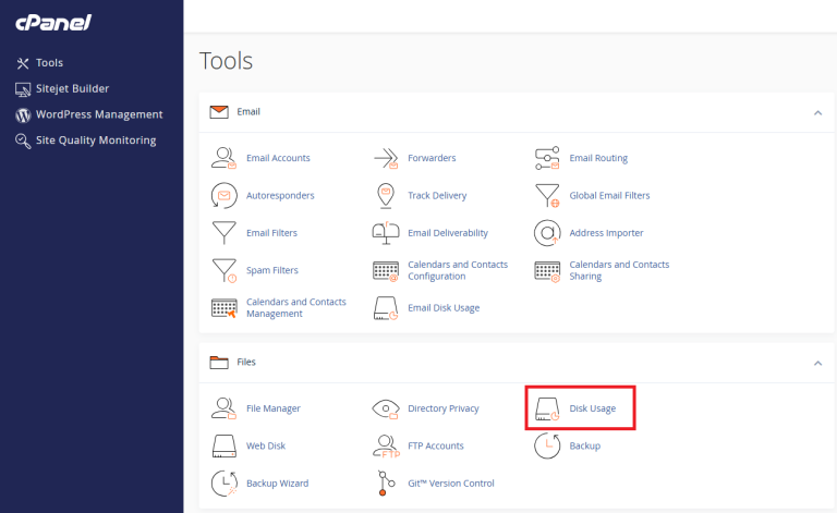 How to view disk usage in cPanel - IPSERVERONE