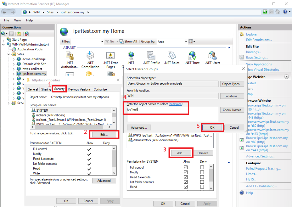 How to connect to a site in Information Services (IIS) as a normal user ...