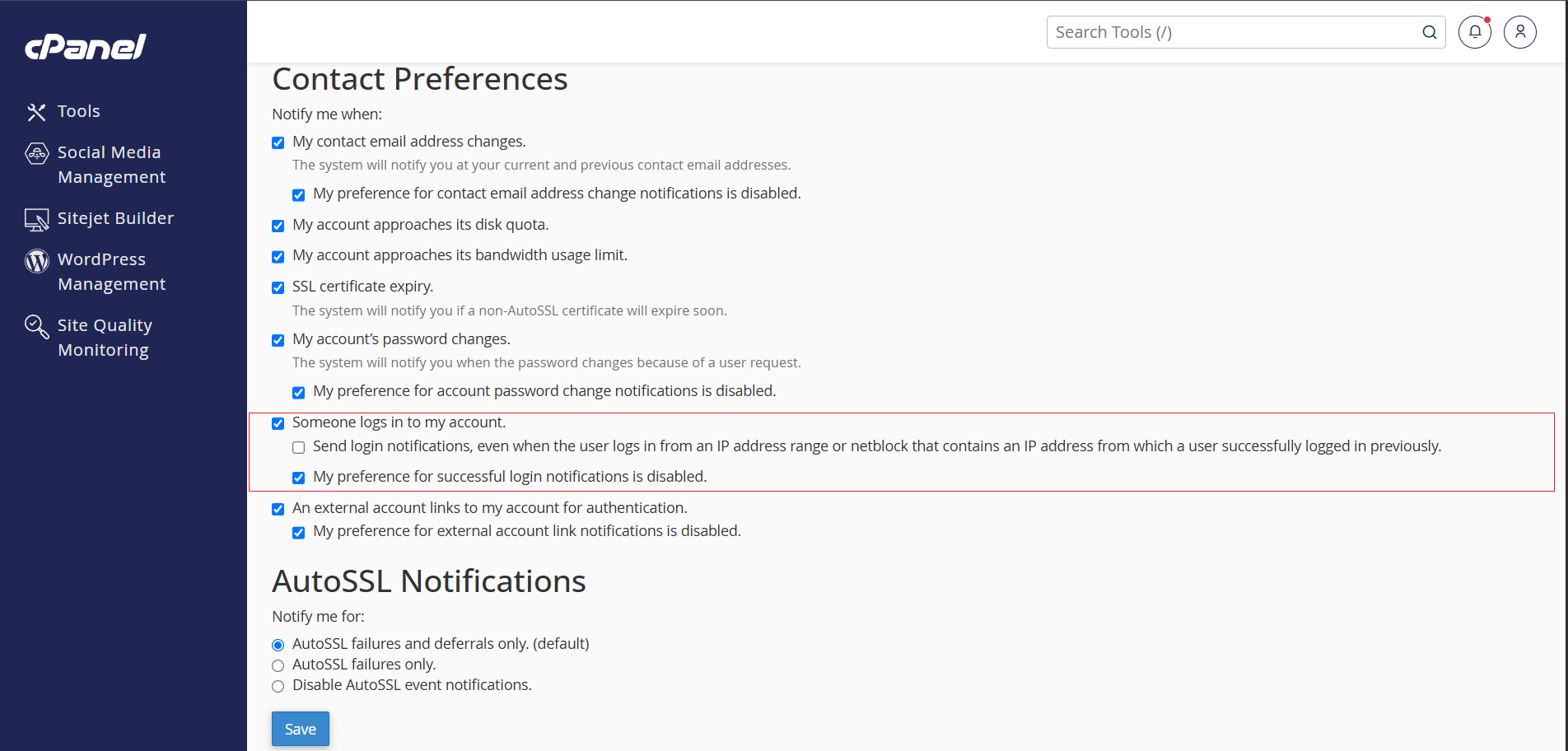 How to Disable/Enable cPanel Login Notifications - IPSERVERONE