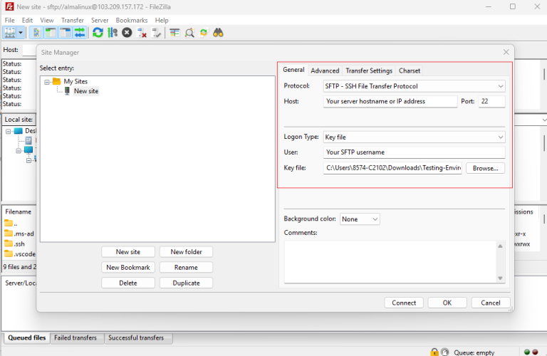 Connect Via Sftp Using Ssh Key Authentication With Filezilla Ipserverone 5012